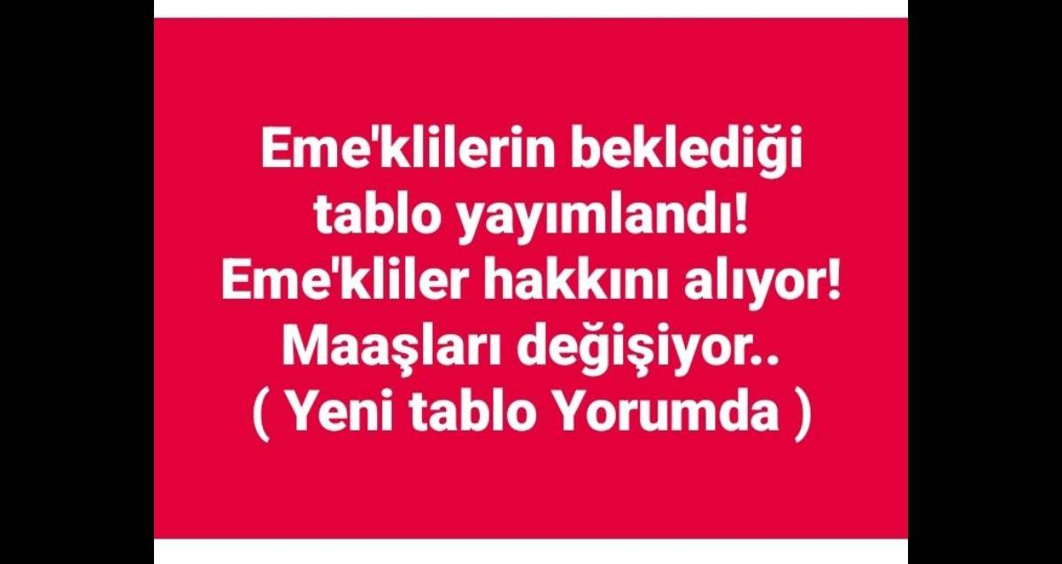 Eme'klilerin beklediği tablo yayımlandı! Eme'kliler hakkını alıyor ...